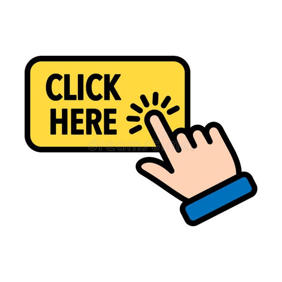 Click Here Icon with Hand Pointer Clicking Stock Vector - Illustration ...