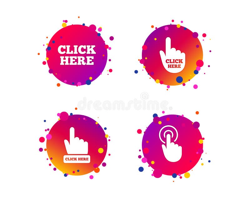 Click Here Signs. Hand Press Icons. Vector Stock Vector - Illustration ...
