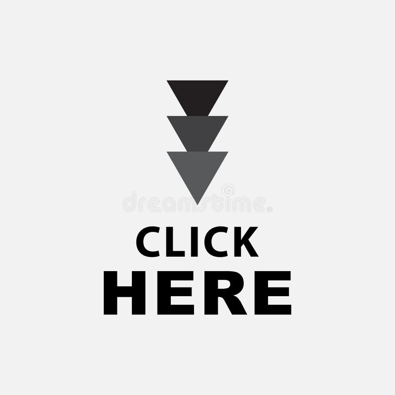 Click Here Label. Click Here Sticker with Paint Drawn Arrow Stock ...