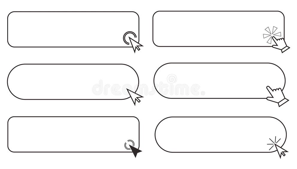 Click Here Line Frame, Interface Bar with Cursor Arrow or Hand. Ui ...