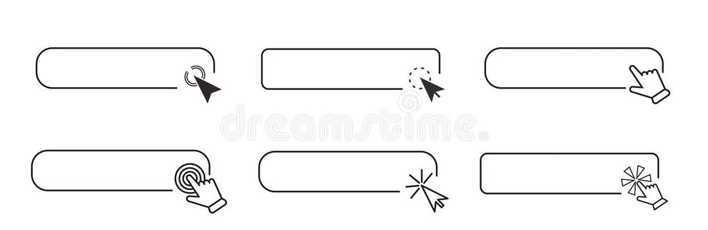 Click Here Line Frame, Interface Bar with Cursor Arrow or Hand. Ui Element Search, Buy Field ...