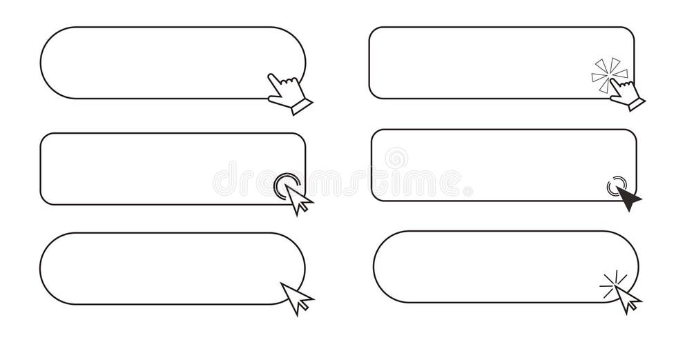 Click Here Line Frame, Interface Bar with Cursor Arrow or Hand. Ui ...