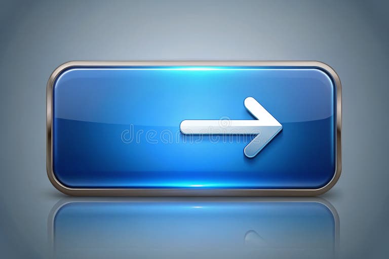 Click Here Modern Blue Rectangular Web Button with Arrow for Engaging ...