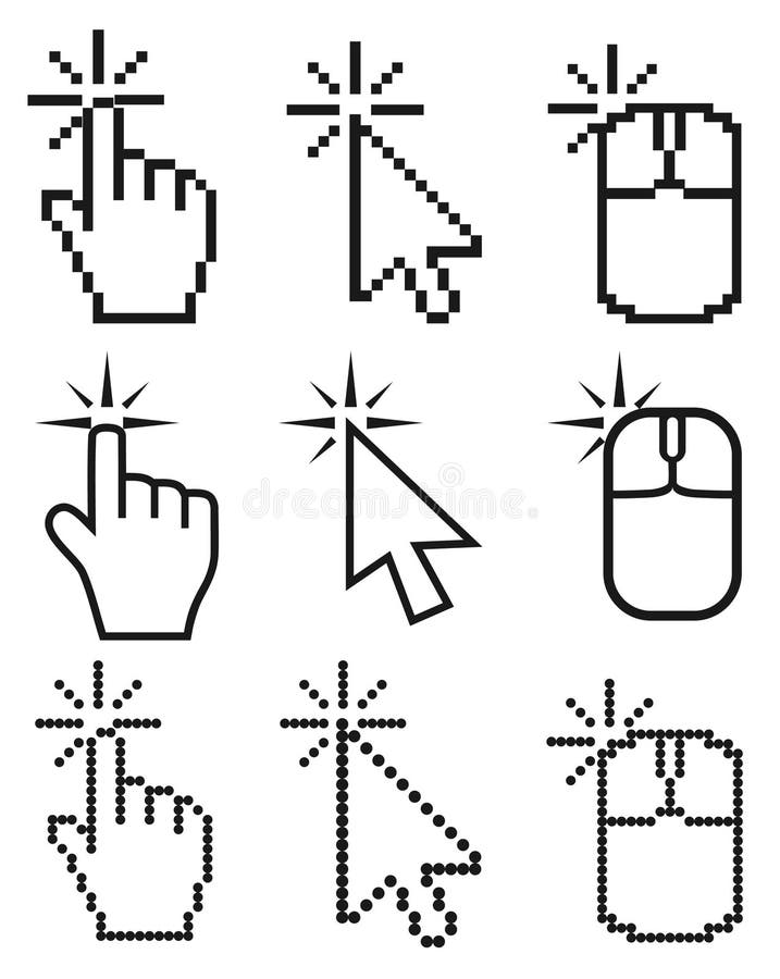 Click here mouse cursors stock vector. Illustration of black - 34197034