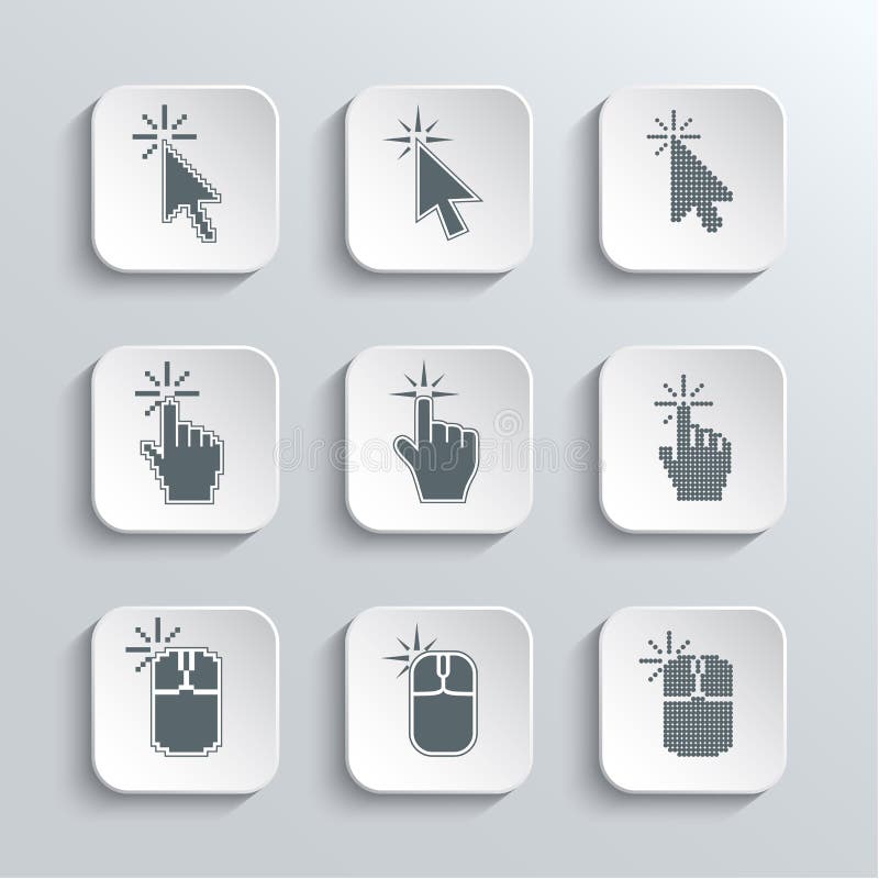 Click Here Mouse Web Icons Set Stock Vector - Illustration of symbol ...