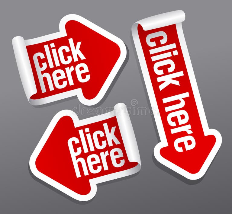 Click here stickers stock vector. Illustration of clickable - 18467012