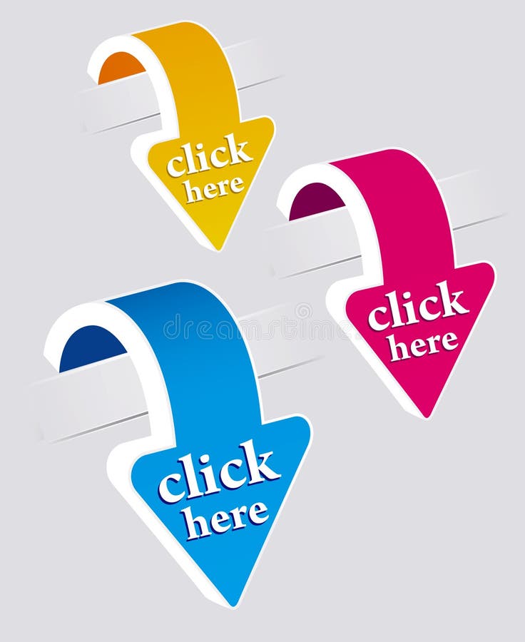 Red Button Web Sign Click Here Stock Vector - Illustration of icon ...