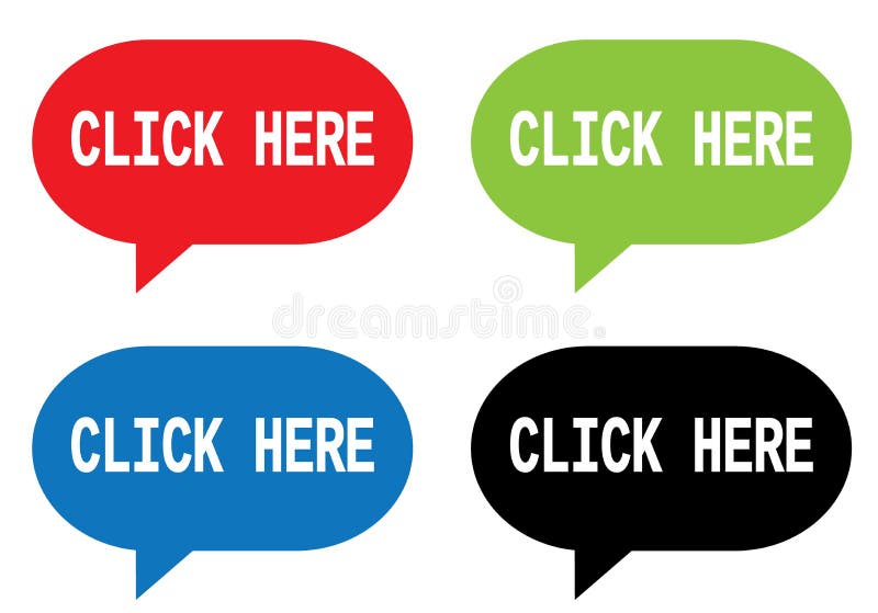 CLICK HERE Text, on Rectangle Speech Bubble Sign. Stock Illustration ...