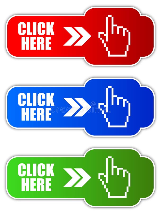 Click here vector button stock vector. Illustration of clicking - 19875397