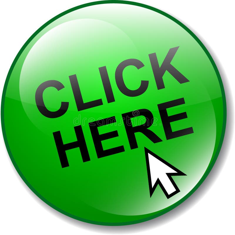 Click Here Green Square Isolated Web Button Stock Vector - Illustration ...