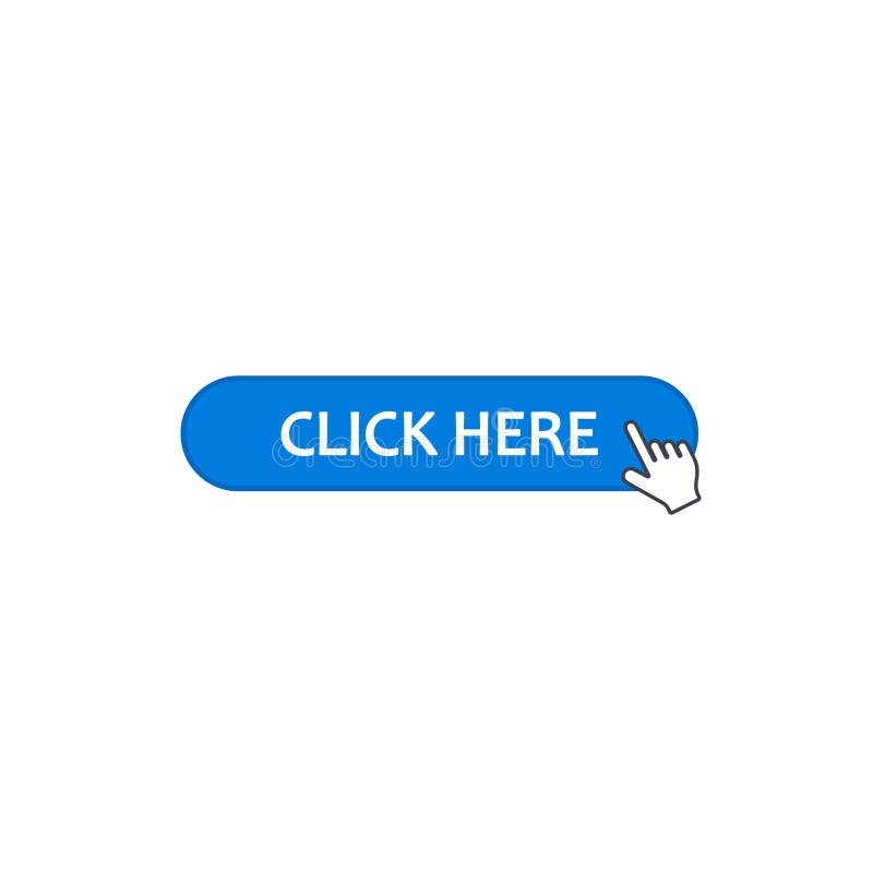 Click Here Web Button with Cursor, Vector Icon Isolated on White Stock ...