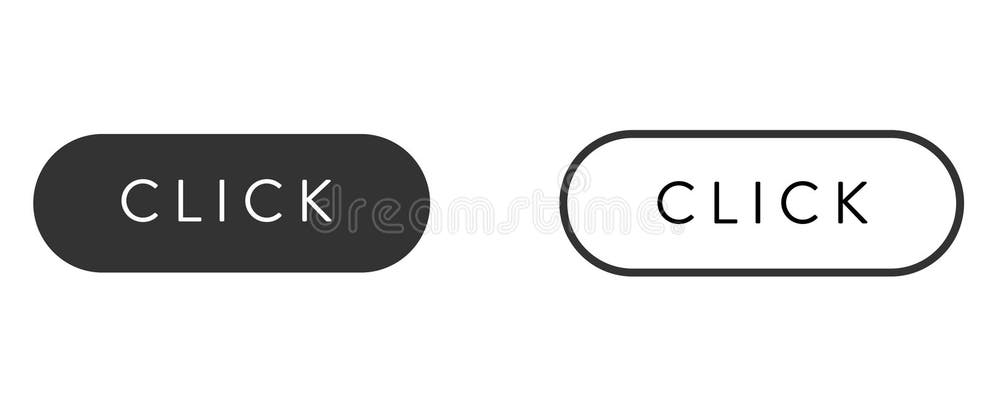 Click Here Web Buttons with Hand Cursor. Click Button Stock Vector - Illustration of mouse, push ...