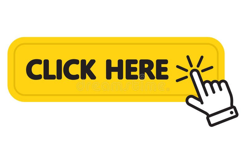 Click Here Yellow Button, with Hand Pointing Icon Stock Vector ...