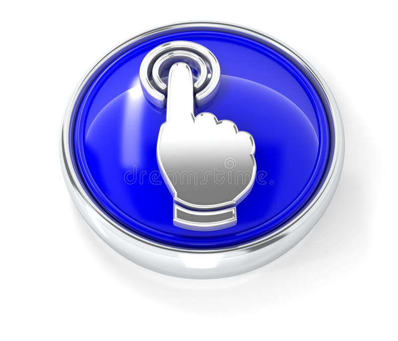 Click Icon on Glossy Blue Round Button Stock Illustration ...