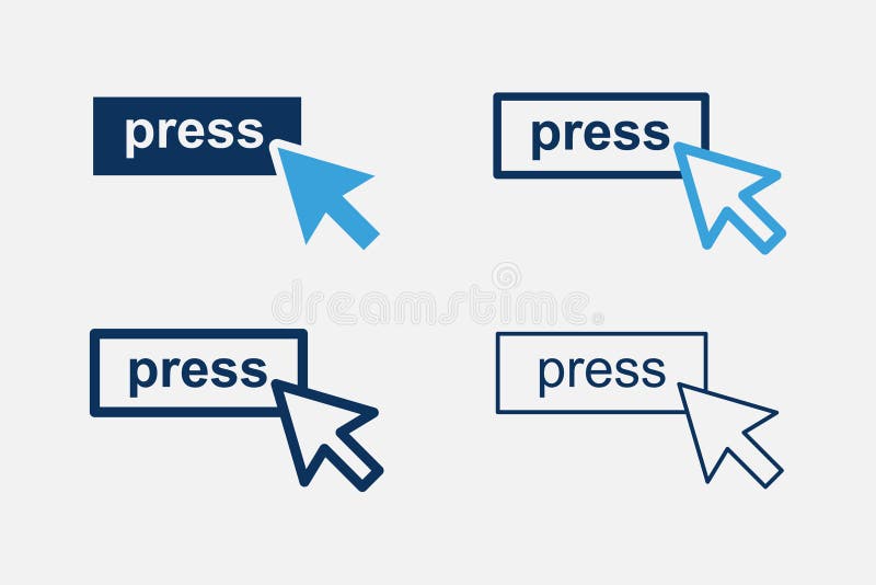 Click Icon Set Isolated Symbol Stock Vector - Illustration of hand ...