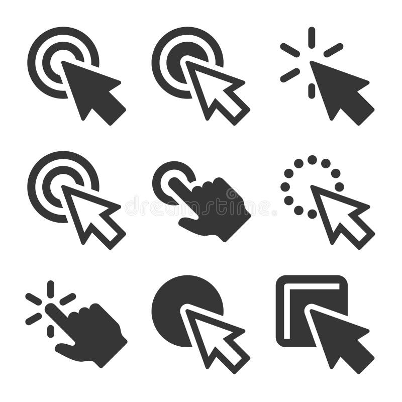 Click Icons Set on White Background. Vector Stock Vector - Illustration ...