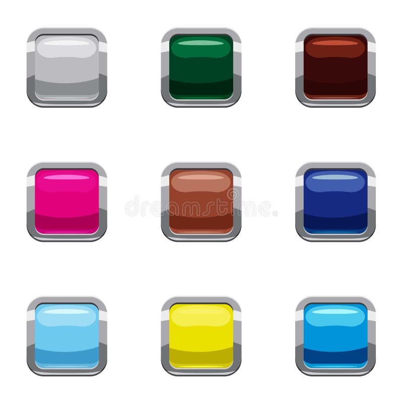 Click Internet Button Icons Set, Cartoon Style Stock Vector ...