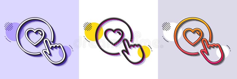 Click Like Line Icon. Love Symbol. Halftone Dotted Pattern. Vector ...