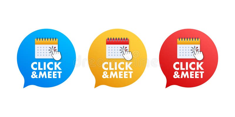Click and Meet Concept with Calendar and Speech Bubble. Stock Vector - Illustration of pointer ...