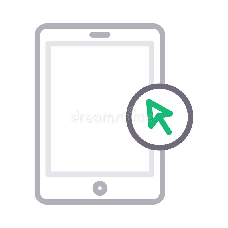Click Mobile Thin Color Line Vector Icon Stock Illustration ...