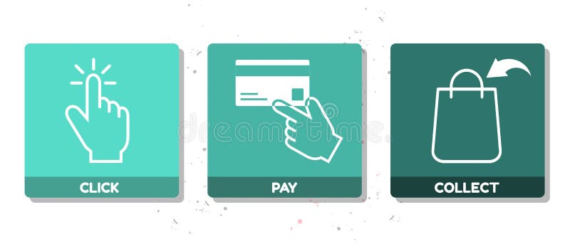 Click, Pay and Collect Concept Icons - Vector Illustrations Isolated on ...
