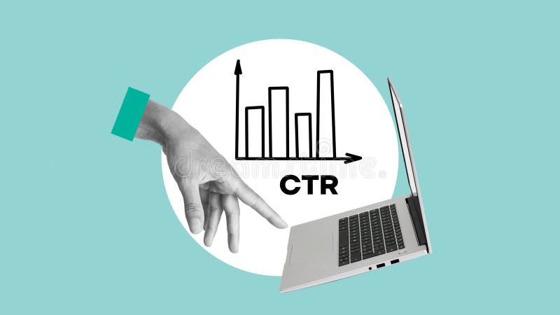Click through Rate CTR is Shown Using the Text and Collage with Hand ...