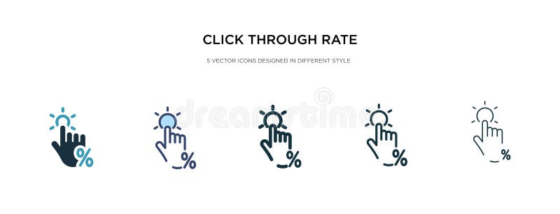 Click through Rate Icon in Different Style Vector Illustration. Two ...