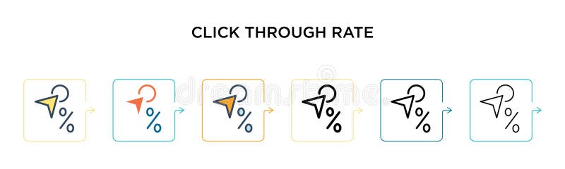 Click through Rate Vector Icon in 6 Different Modern Styles. Black, Two ...