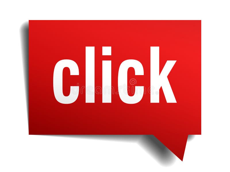 Click Red 3d Realistic Paper Speech Bubble Stock Vector - Illustration ...