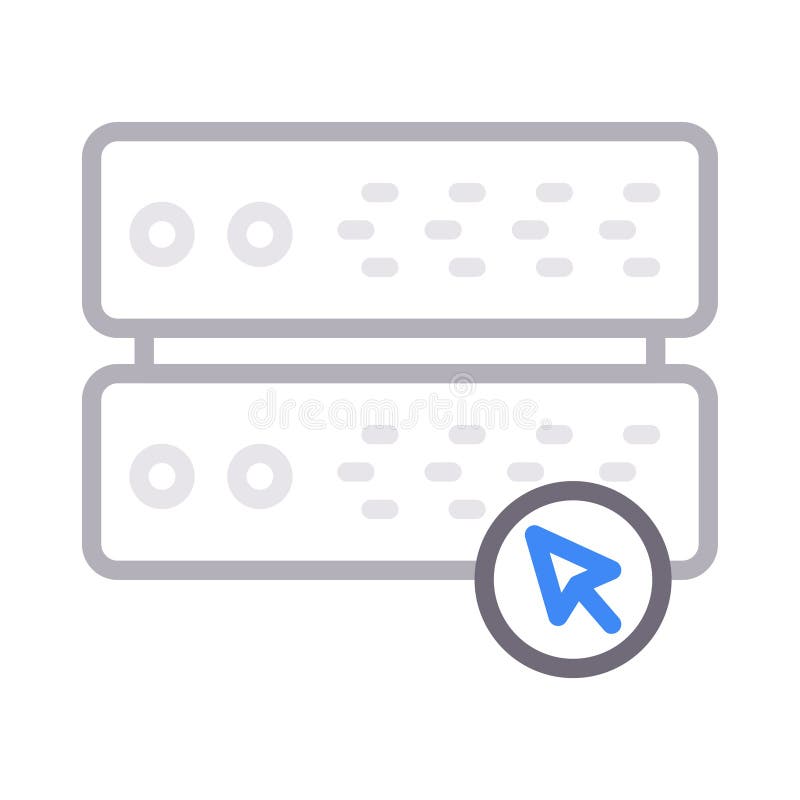 Click Server Thin Color Line Vector Icon Stock Vector - Illustration of ...