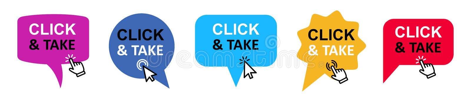 Click Button with Hand Pointer Clicking. Click Here Web Button ...