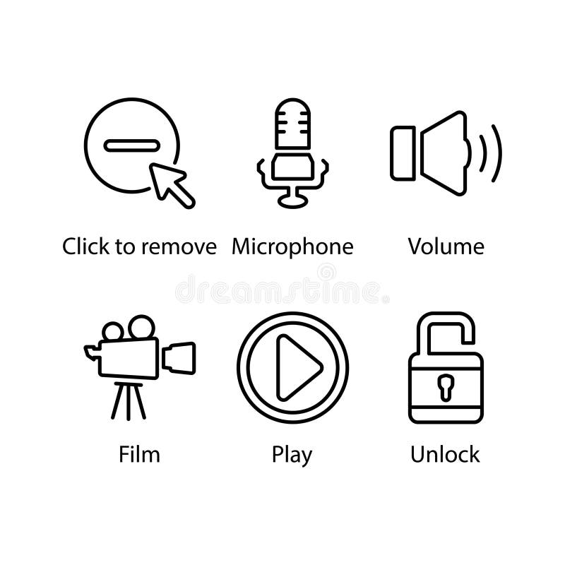 Click To Remove, Microphone, Volume, Film, Play, Unlock, Icon Stock ...