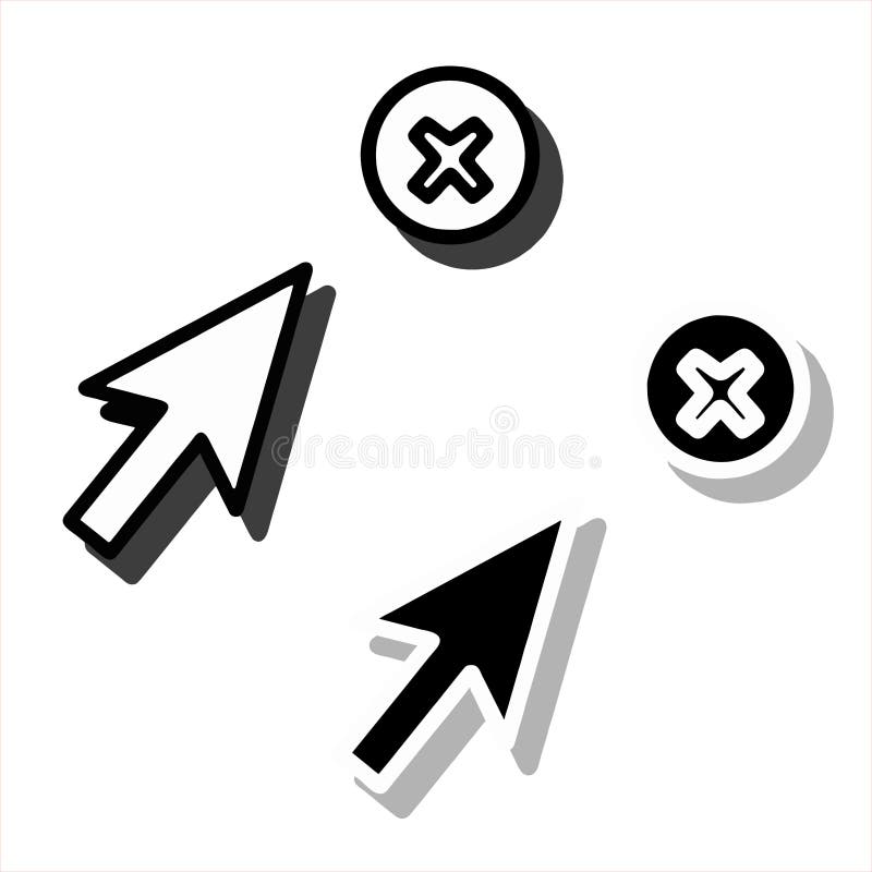 Click Vector Icon, Cursor Symbol with Cancel or Close Sign Stock Vector ...