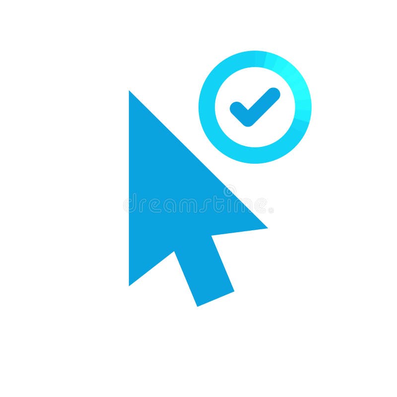 Click Vector Icon, Cursor Symbol with Check Sign. Cursor Arrow Icon and ...