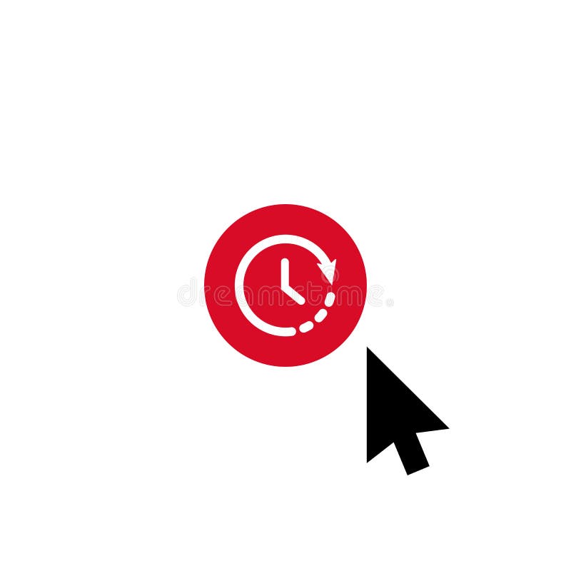 Click Vector Icon, Cursor Symbol with Time Sign. Cursor Arrow Icon and ...