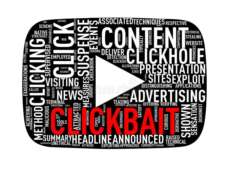 Clickbait Play Button Wordcloud Tag Illustration Stock Illustration ...