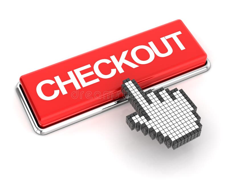 Clicking a checkout button stock illustration. Illustration of computer ...