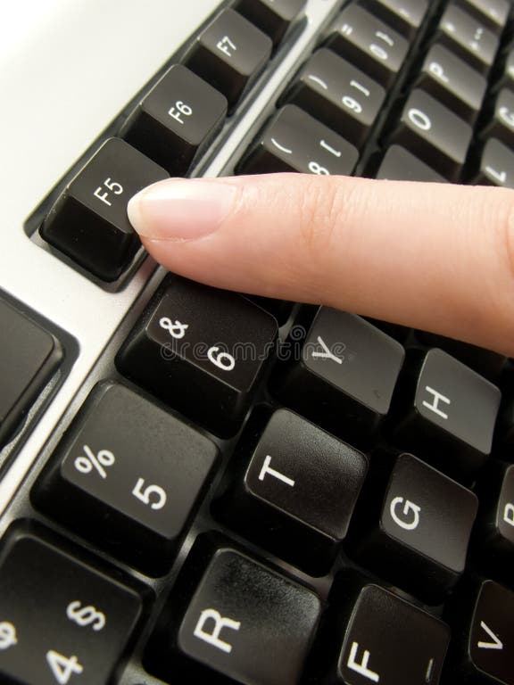 Clicking in the F5 Key for Refresh Stock Photo - Image of pressing ...