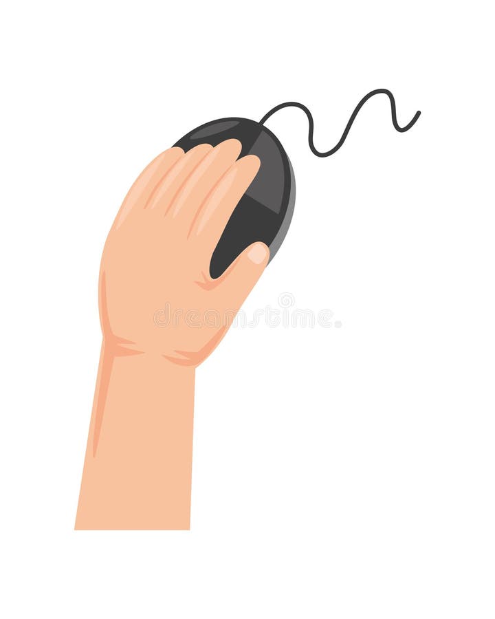 Clicking Mouse with Left Hand Stock Illustration - Illustration of wire ...