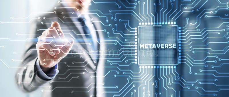 Clicking on the Virtual Screen: Metaverse on Processor Icon. Global ...