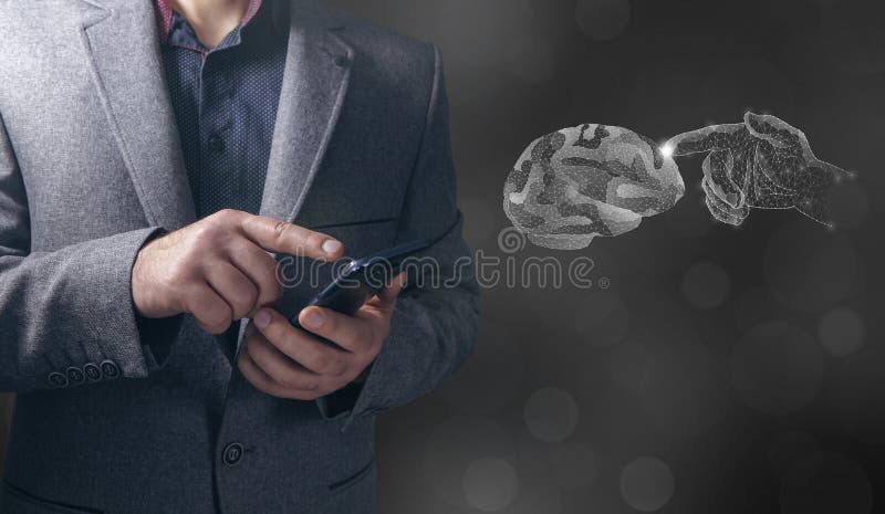 Clicks on the Brain from the Network Stock Photo - Image of machine ...