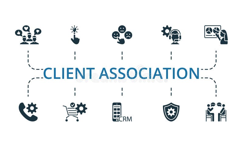 Client Association Icon Set. Monochrome Simple Client Association Icon ...