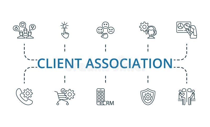 Client Association Thin Line Icon Set. Monochrome Simple Client ...