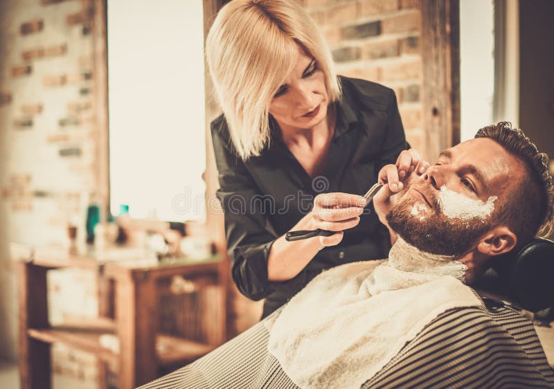 Client in barber shop stock image. Image of cutting, chair - 56590305