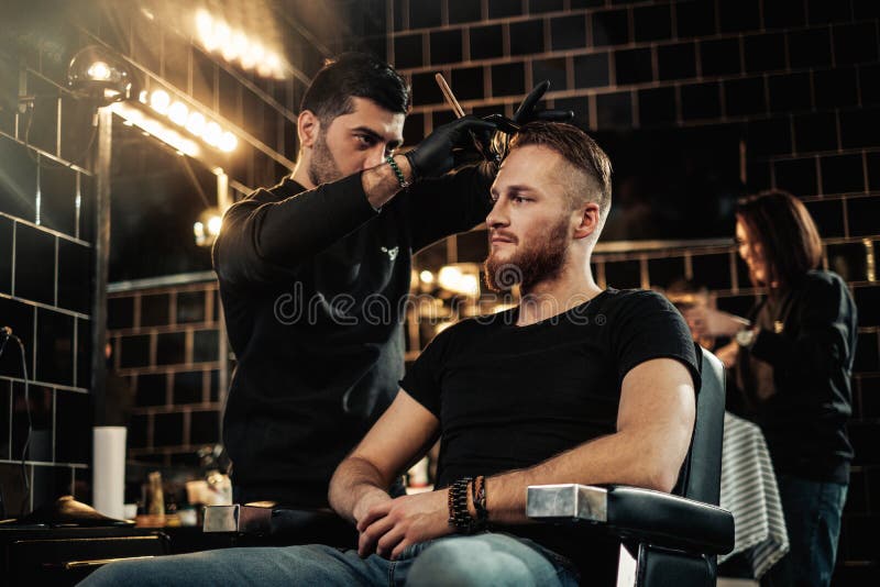 Client in barber shop stock photo. Image of friseur - 134321816