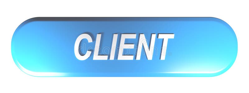 CLIENT Blue Rounded Rectangle Pushbutton - 3D Rendering Illustration ...