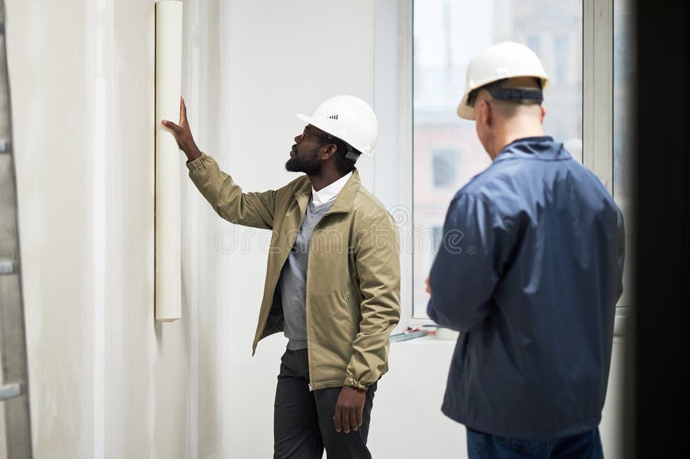 Client Checking Progress stock image. Image of foreman - 375615837