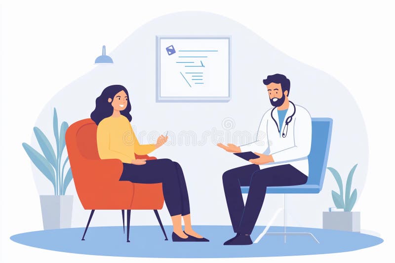 Client and doctor stock illustration. Illustration of communication ...