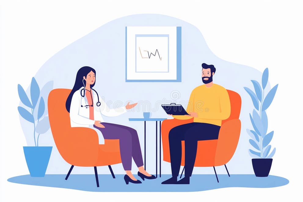 Client and Doctor Hand Drawn Illustration Stock Illustration ...