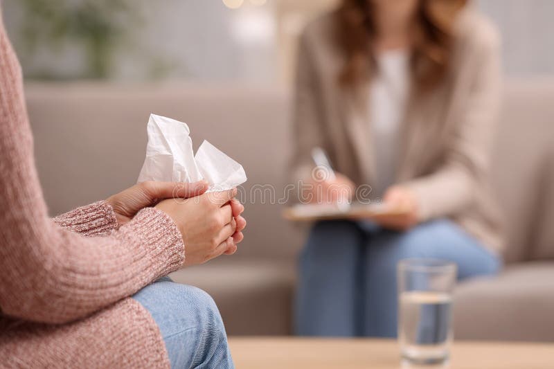 Client Expressing Emotions during Therapy Session with Counselor in ...